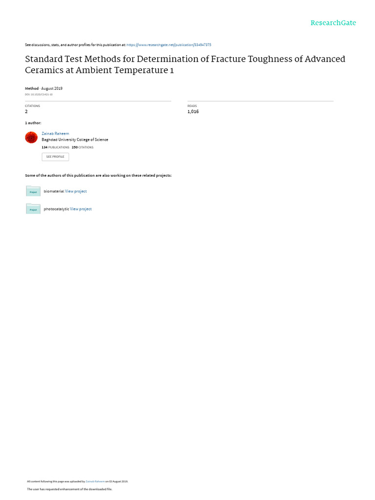 Standard Test Methods for Determination of Fracture Toughness of ...