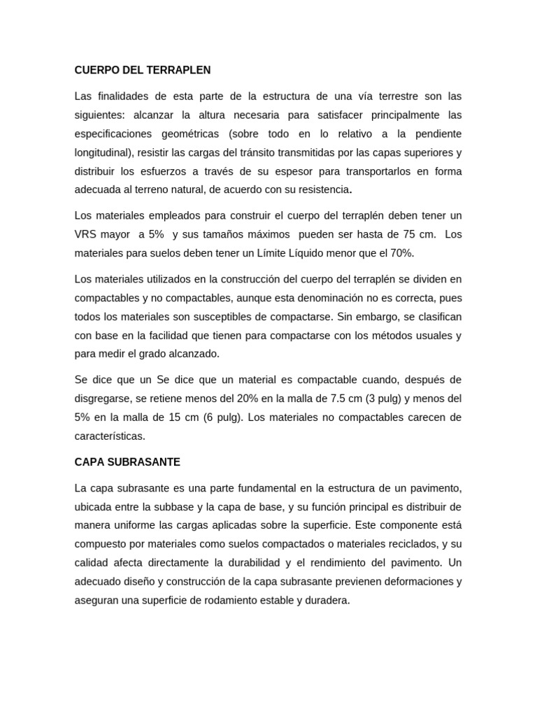 CAPA SUBRASANTE | PDF | Materiales