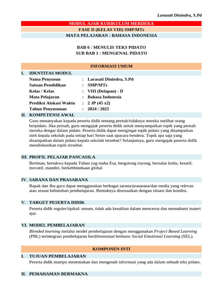 Modul Bab Kelas 8 | PDF