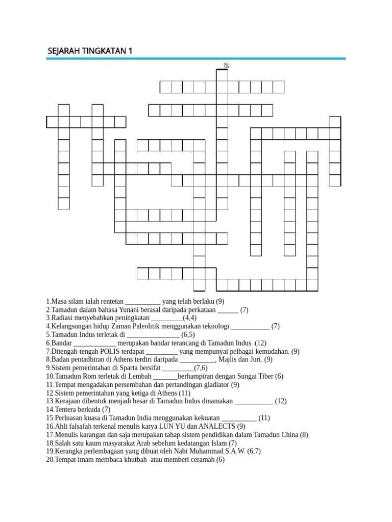 Teka Silang Kata Sejarah 1 | PDF