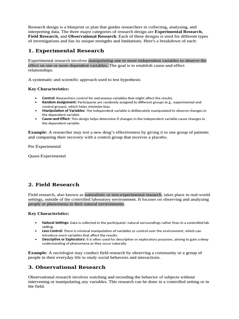 Blueprint of Research Designs | PDF | Experiment | Confounding