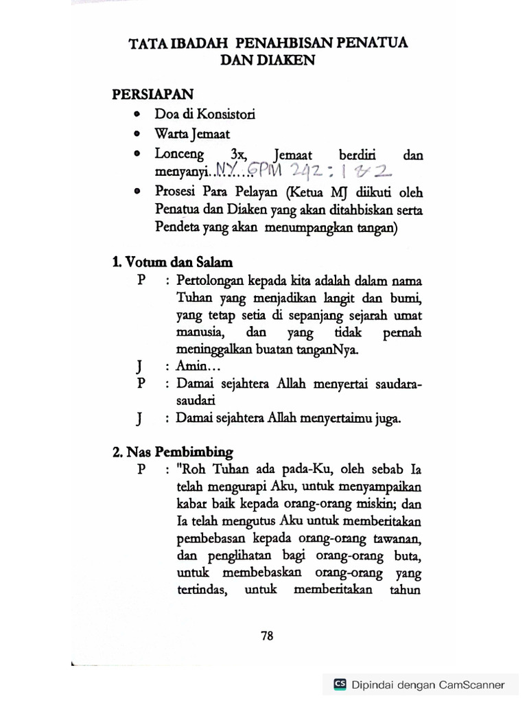 Liturgi Ibadah Penahbisan Penatua Dan Diaken | PDF
