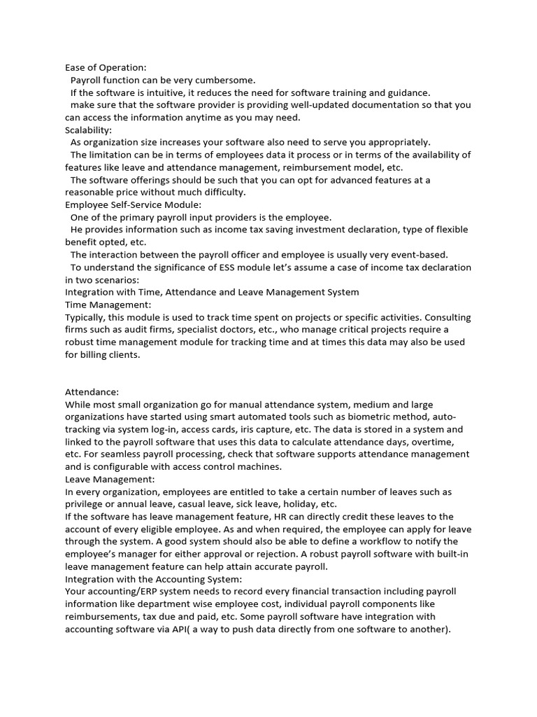 Ease of Operation | PDF | Payroll | Business