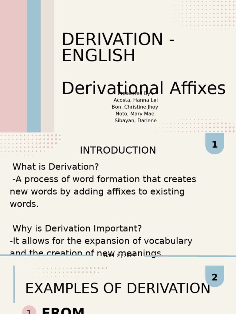 Derivation Derivational Affixes 20241106 230845 0000 | PDF | Word ...