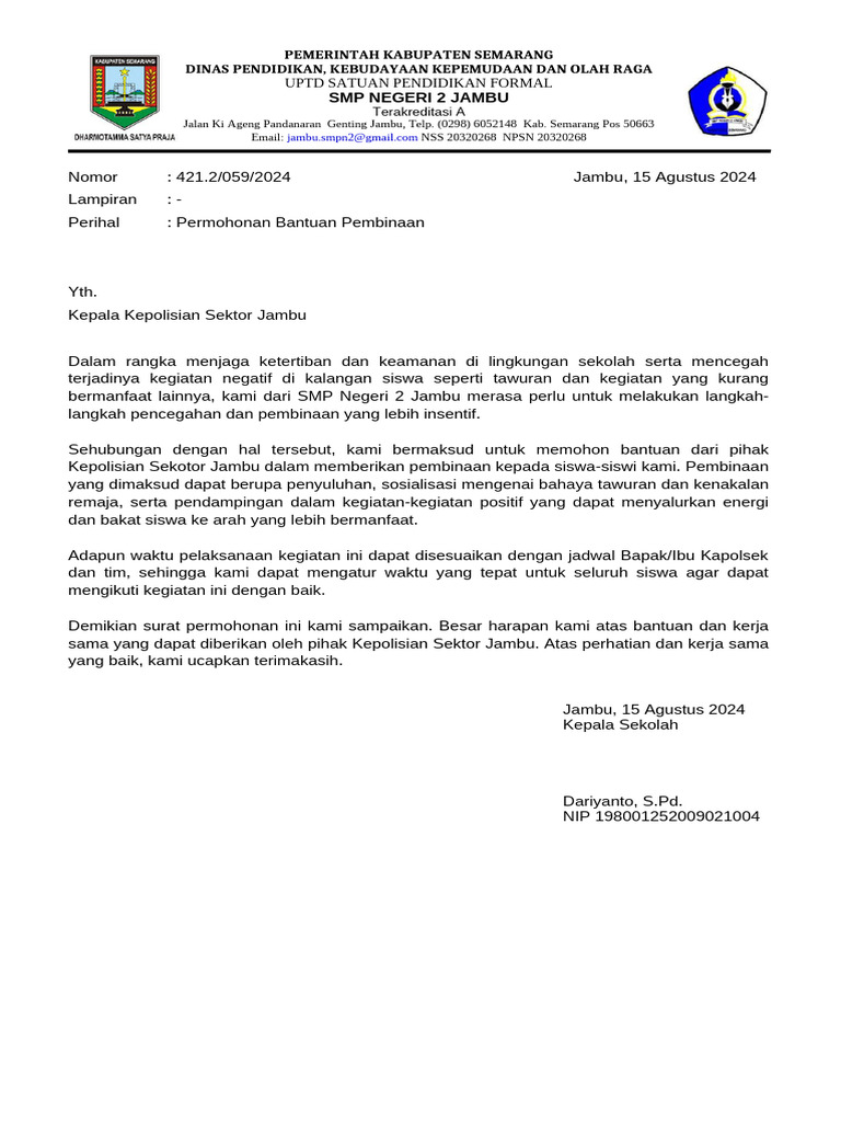 Surat Permohonan Pembinaan | PDF