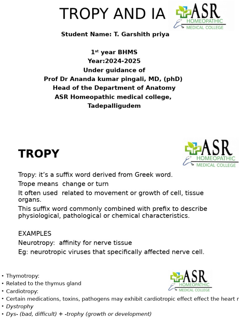 Anatomical Suffixes Tropy and IA | PDF | Radiology | Clinical Medicine