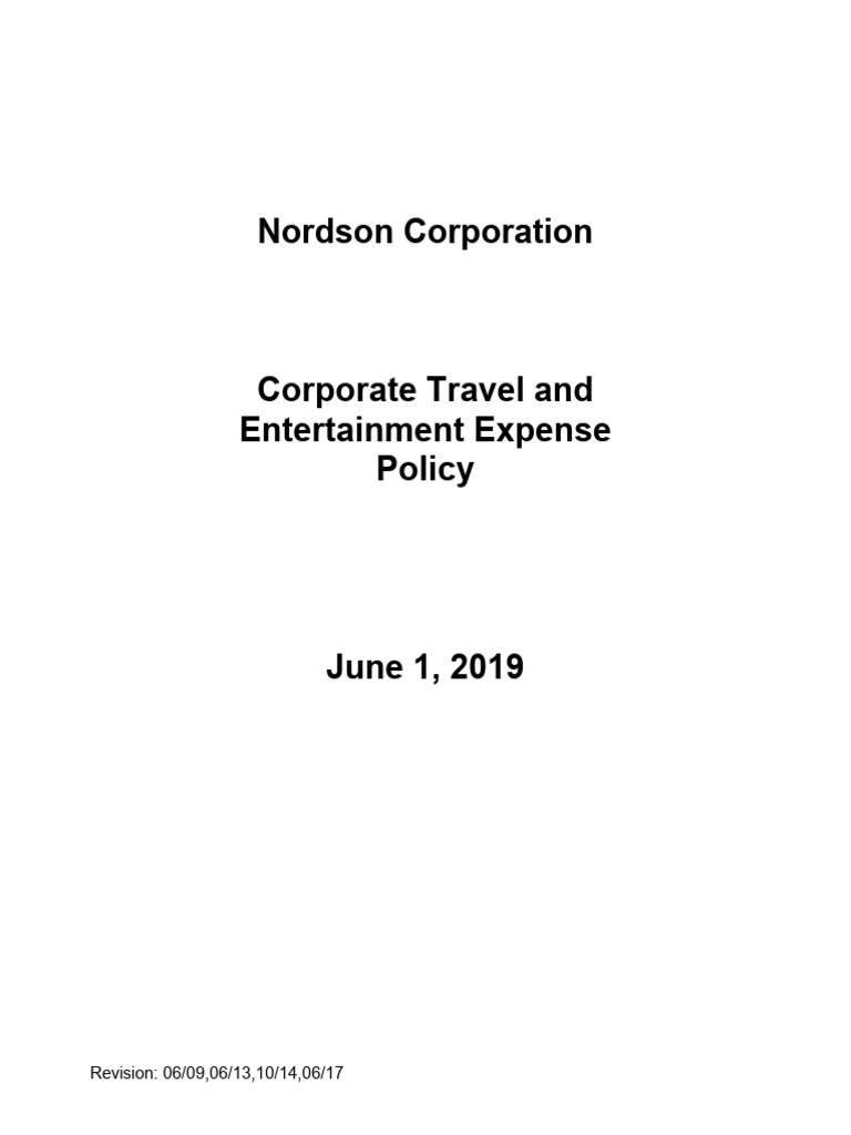 Nordson Corporate Travel Policy Summary | PDF | Gratuity | Insurance