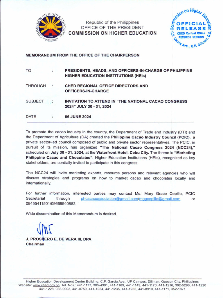 CHED Memo For NCC24 | PDF