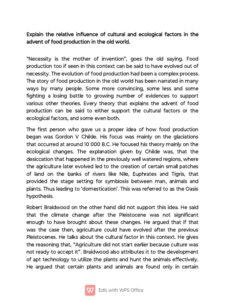 Origins of Old World Agriculture | PDF | Evolution | Feedback