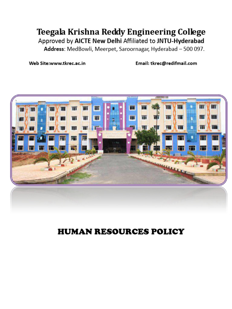 TKREC HR Policy & Service Rules | PDF | Employment | Salary