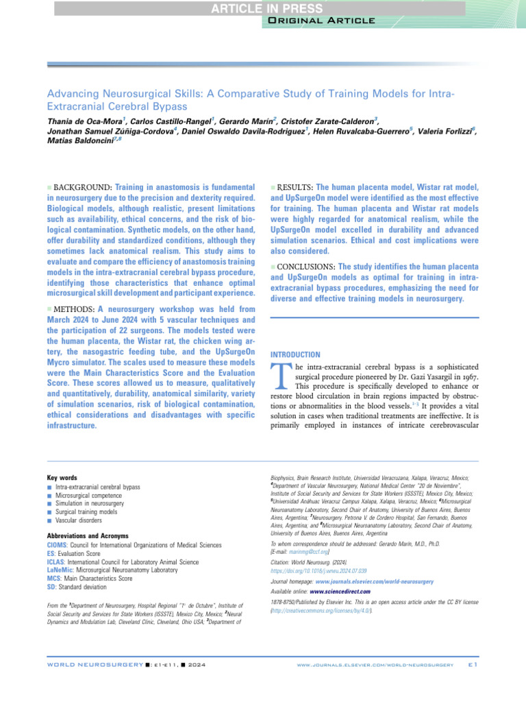 Effective Training Models for Cerebral Bypass | PDF | Coronary Artery ...