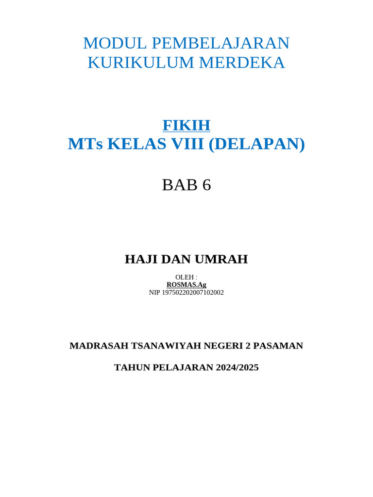 [3] Modul Ajar FIKIH 8 - BAB 6-1 | PDF