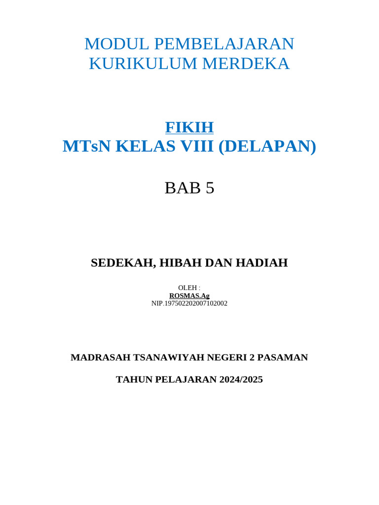 Modul Ajar FIKIH 8 - BAB 5-1 | PDF