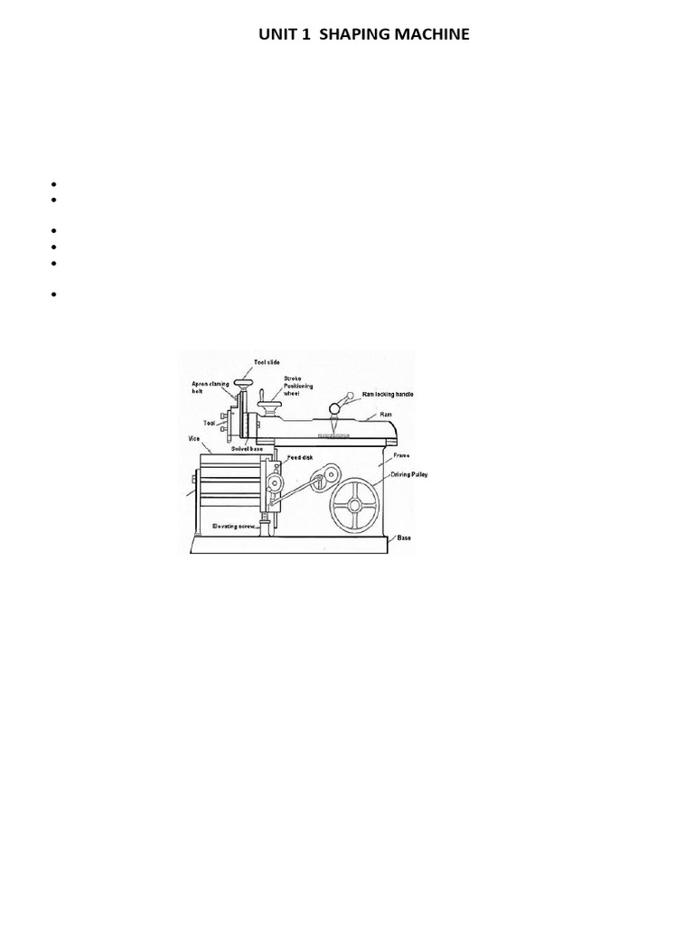 Shaping Machnie Notes | PDF | Mechanical Engineering | Machines