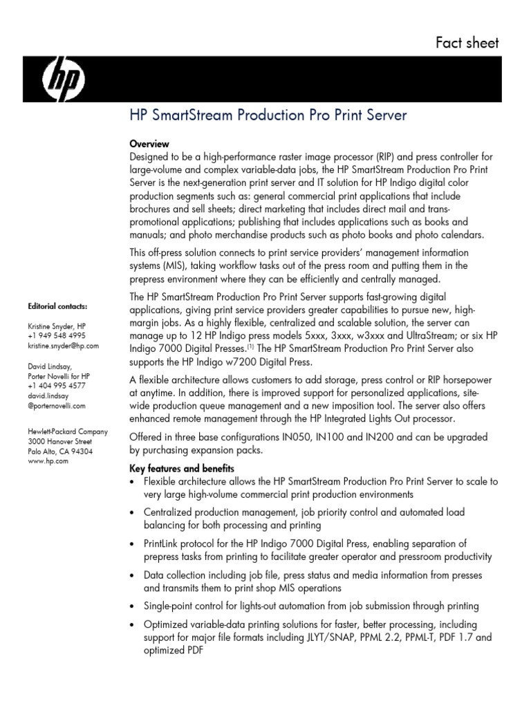 Fs HPProductionProServer | PDF | Computing | Software