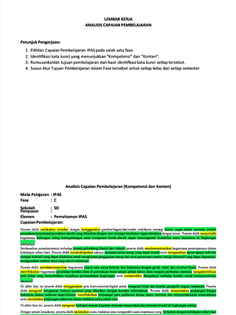 PDF CP TP Atp Ipas Fase C Kelas 5 Kumer - Compress | PDF