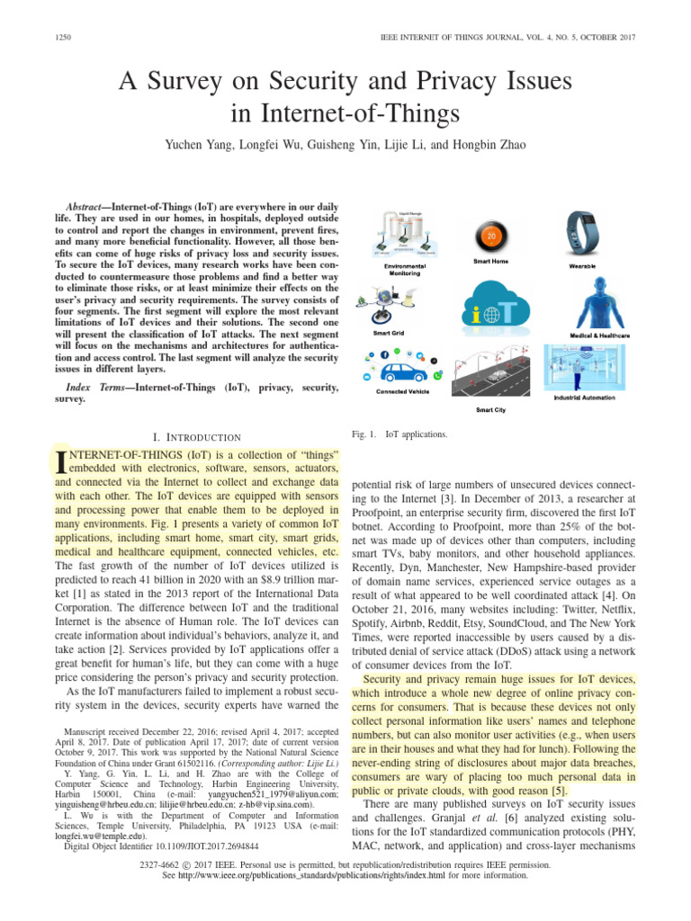 IoT Security and Privacy Survey | PDF | Internet Of Things | Encryption