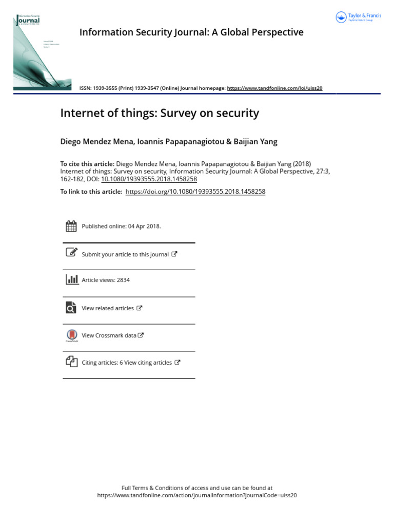 Internet of Things Survey On Security | PDF | Internet Of Things | Security