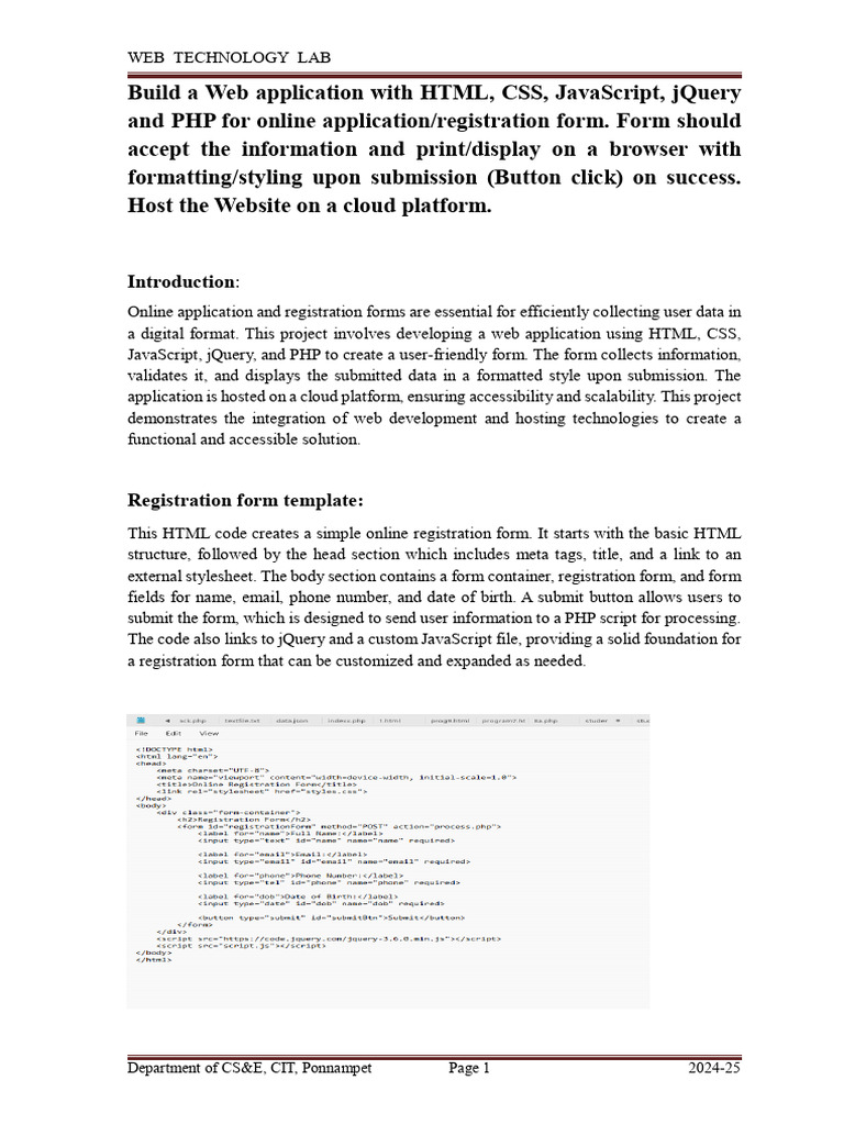 Web App for Online Registration Form | PDF | World Wide Web | Internet & Web