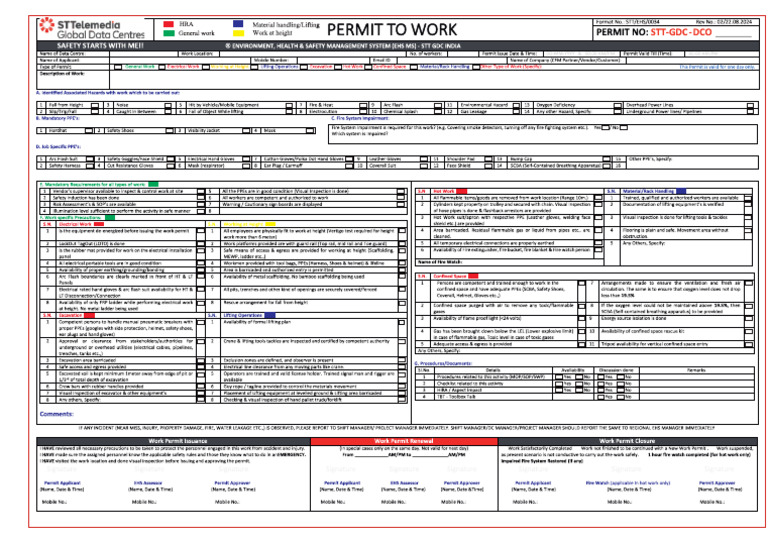 Permit To Work Book A3 | PDF