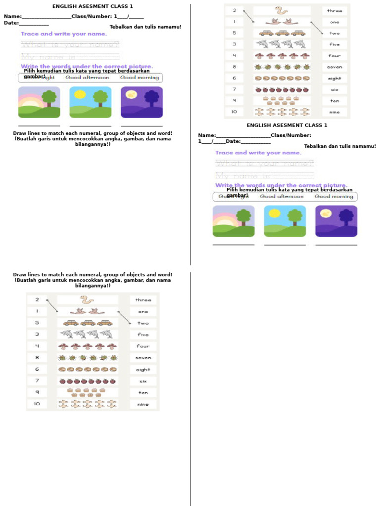 Asesmen Number and Greetings | PDF