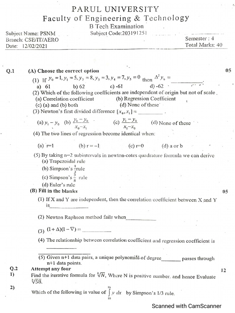 PSNM 2nd Mid Sem Question Paper | PDF