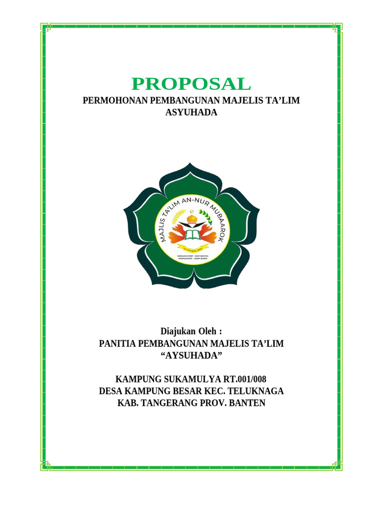 Proposal Pembangunan Majlis Taklim 1 | PDF
