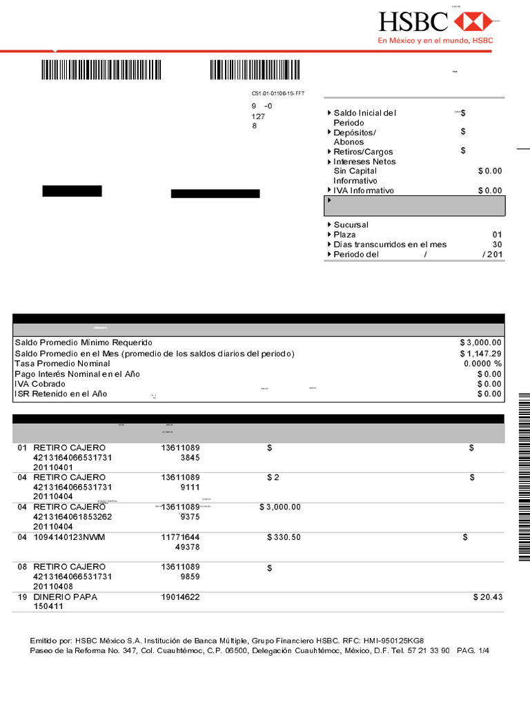 Resumen Cuenta Flexible HSBC Sin TDC | PDF
