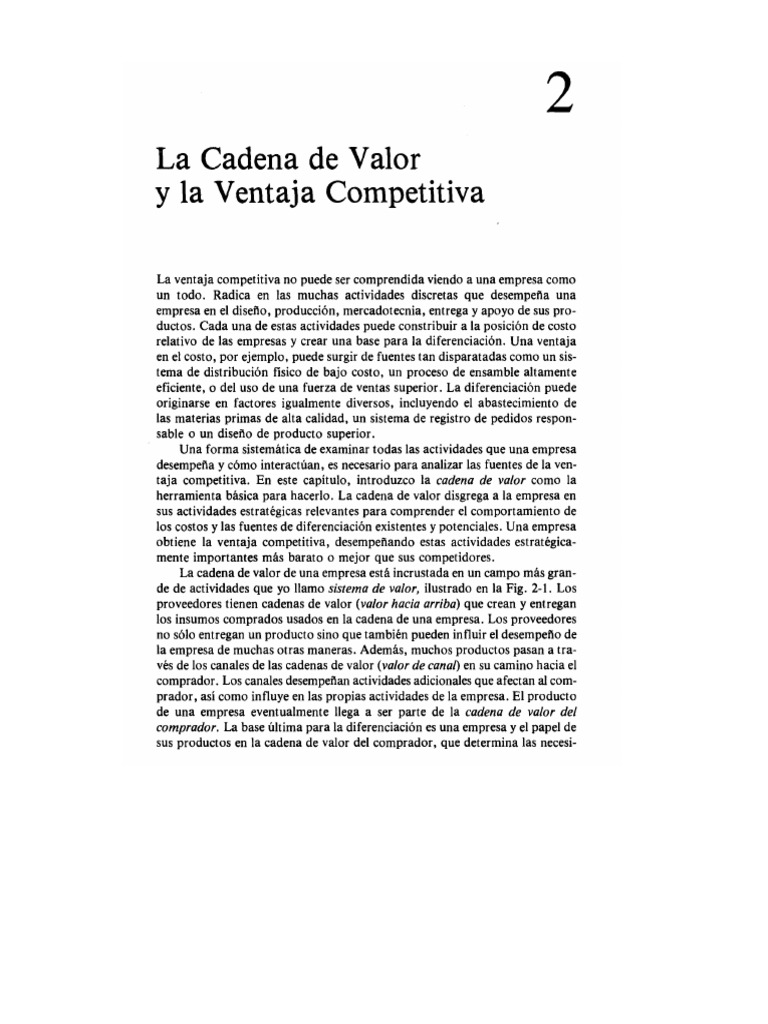 La Cadena de Valor y La Ventaja Competitiva | PDF