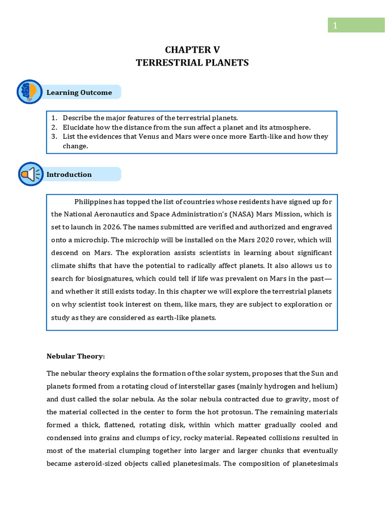 Module 6 Terrestrial Planets | PDF | Venus | Mercury (Planet)