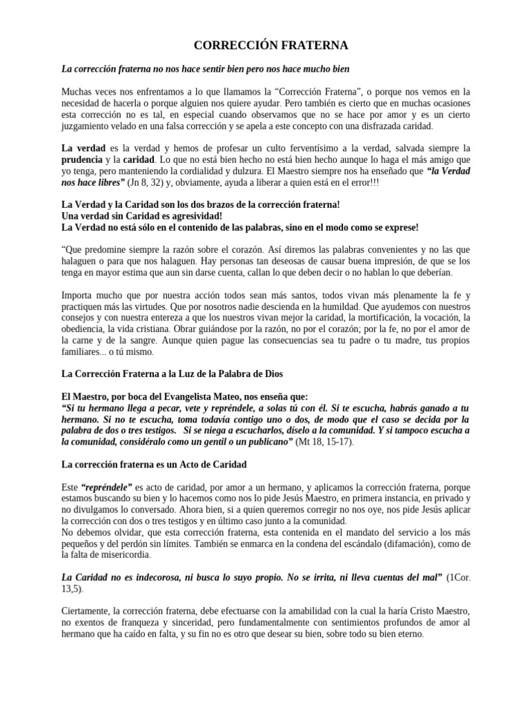 CARACTERÍSTICAS DE LA CORRECCIÓN FRATERNA | PDF | Jesús | Verdad