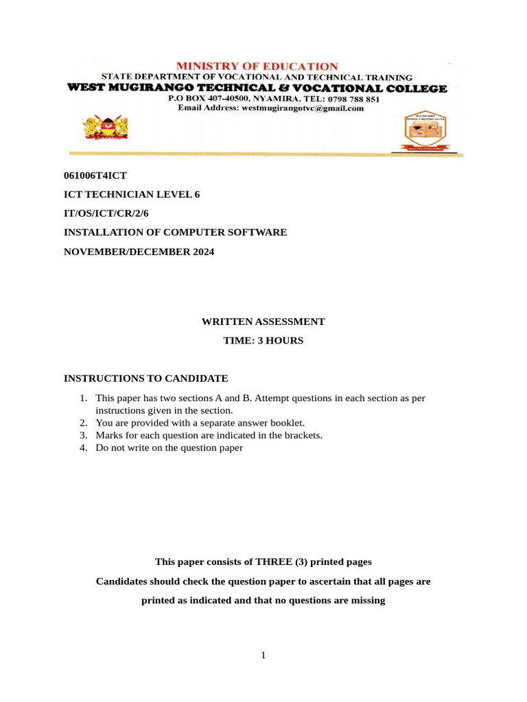 Software Installation Assessment Guide Pdf Operating System Software