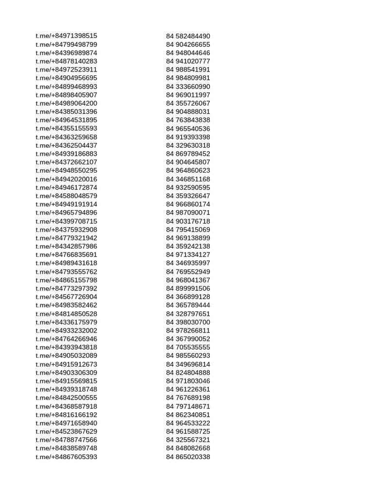 Telegram Contact Numbers List | PDF