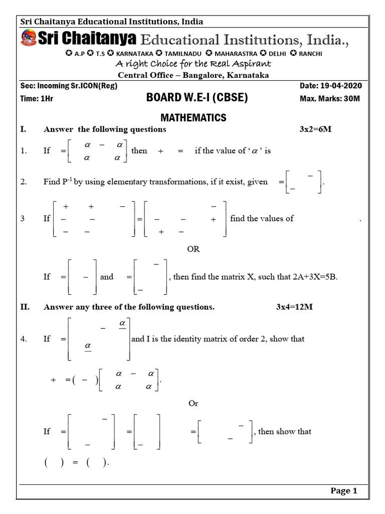 19-03-2020 - Incoming SR - ICON (Reg) - BOARD W.E - MATH (CBSE) - Q ...