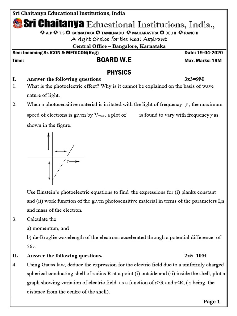Physics Exam Prep for Students | PDF | Electron | Photoelectric Effect