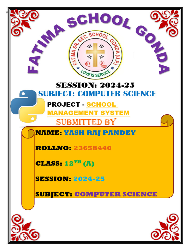 Computer Project School Management System | PDF | Sql | Databases