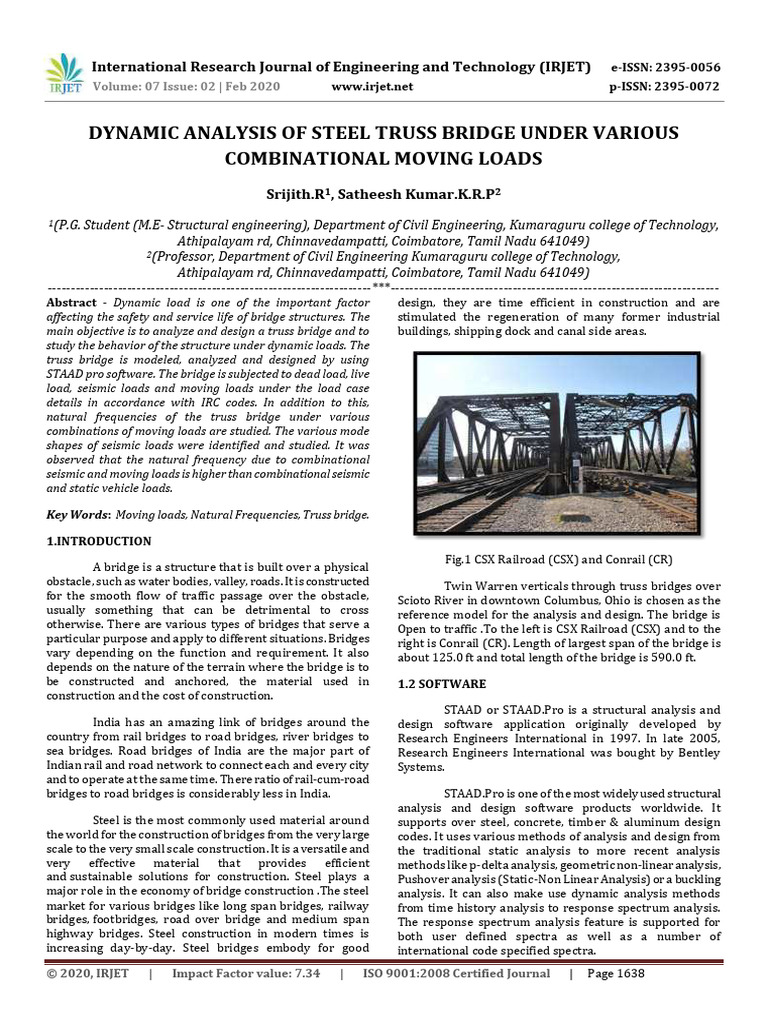 Irjet Dynamic Analysis of Steel Truss BR | PDF | Bridge | Structural Load