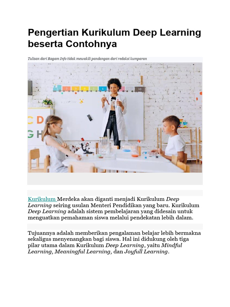 Pengertian Kurikulum Deep Learning beserta Contohnya | PDF