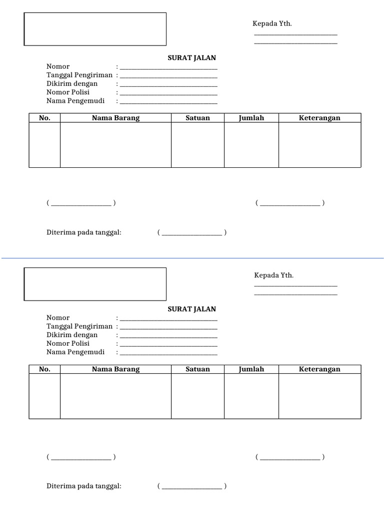Contoh Surat Jalan Barang | PDF