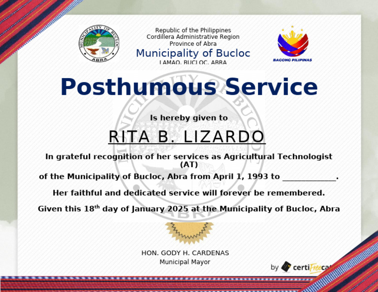 Posthumous Award Certificate | PDF