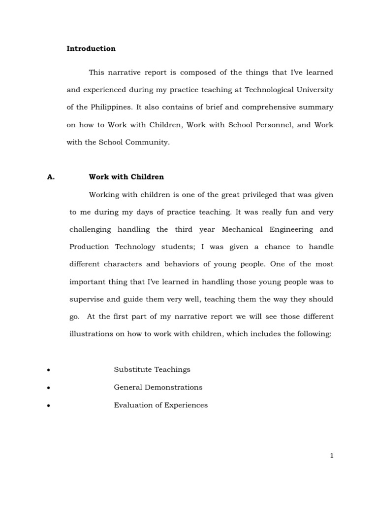 Narrative Report | Lesson Plan | Teaching Method