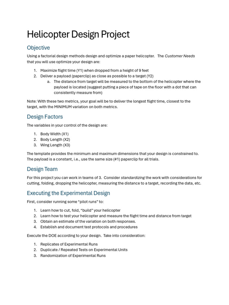 Helicopter Design Project 1 | PDF | Applied Mathematics