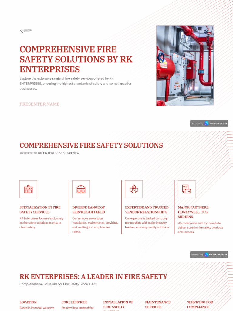 Business Presentation For RK ENTERPRISES Fire Safety Solutions | PDF