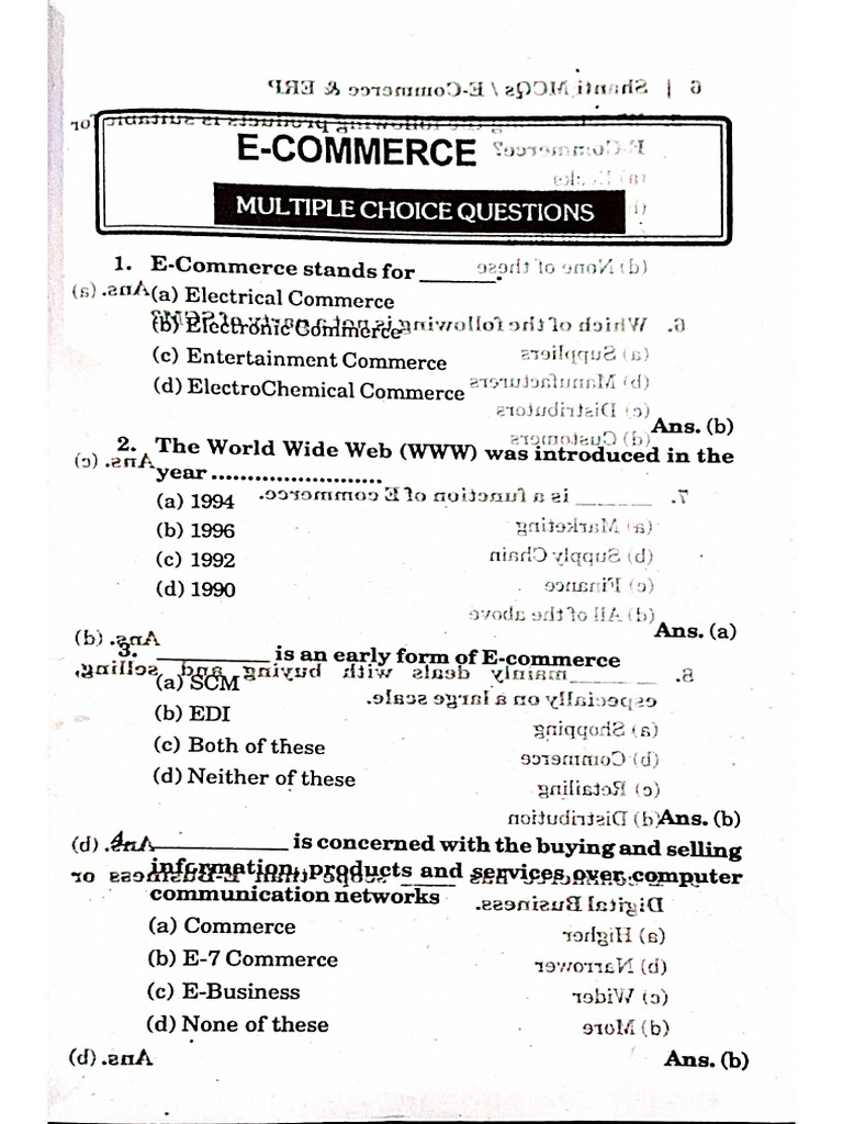 E Commerce Mcqs | PDF