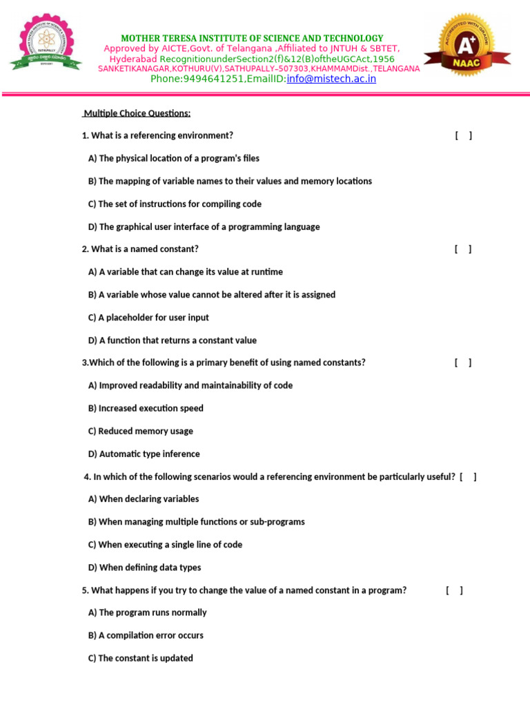 ppl mcq | PDF | Parameter (Computer Programming) | Source Code ppl mcq | PDF | Parameter (Computer Programming) | Source Code