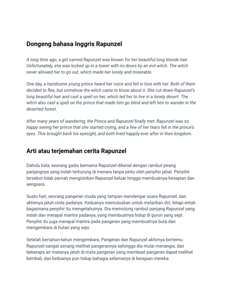 Kisah Cinta Rapunzel dan Pangeran | PDF