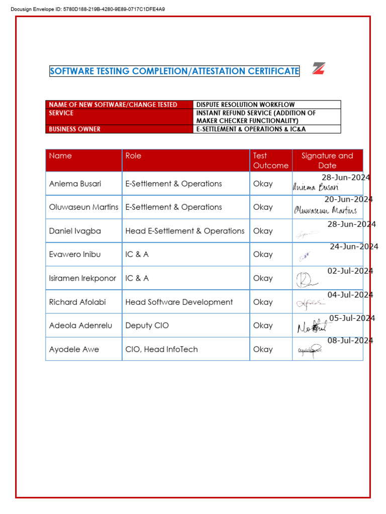 Software Testing Completion-.Instant Refund Modification.docx.Cleaned | PDF