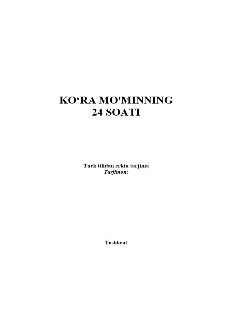 Quron Axloqiga Ko'Ra Mominning 24 Soati | PDF