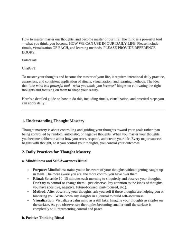 Master Your Thoughts for Life Success | PDF | Thought | Mind