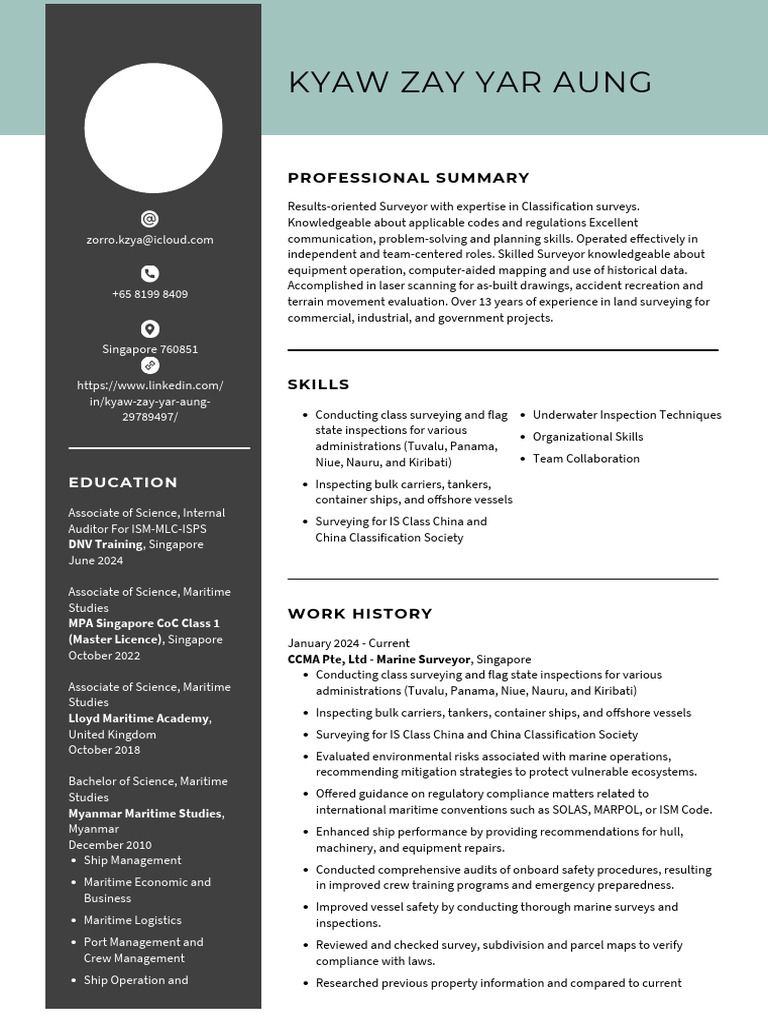 Kyaw Zay Yar - Aung - Resume | PDF | Ships | Cargo